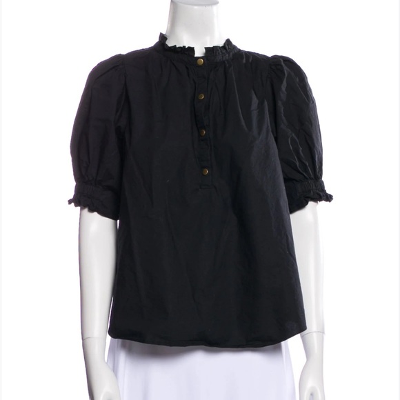 Apiece Apart | Tops | Apiece Apart Mock Neck Button Up Black Puff ...